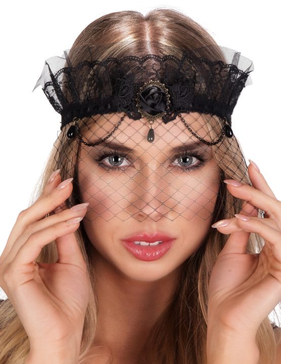 Crown, Lace Veil-Black – A Masquerade Costume